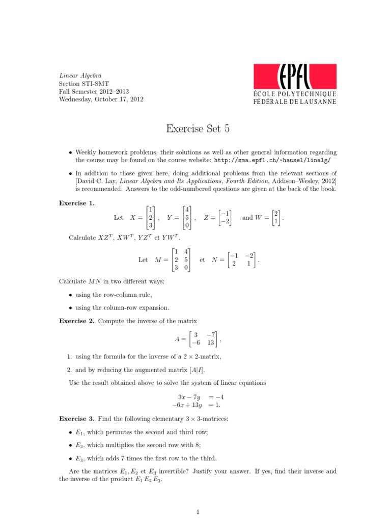 Algebra S5 | PDF | Matrix (Mathematics) | Matrix Theory