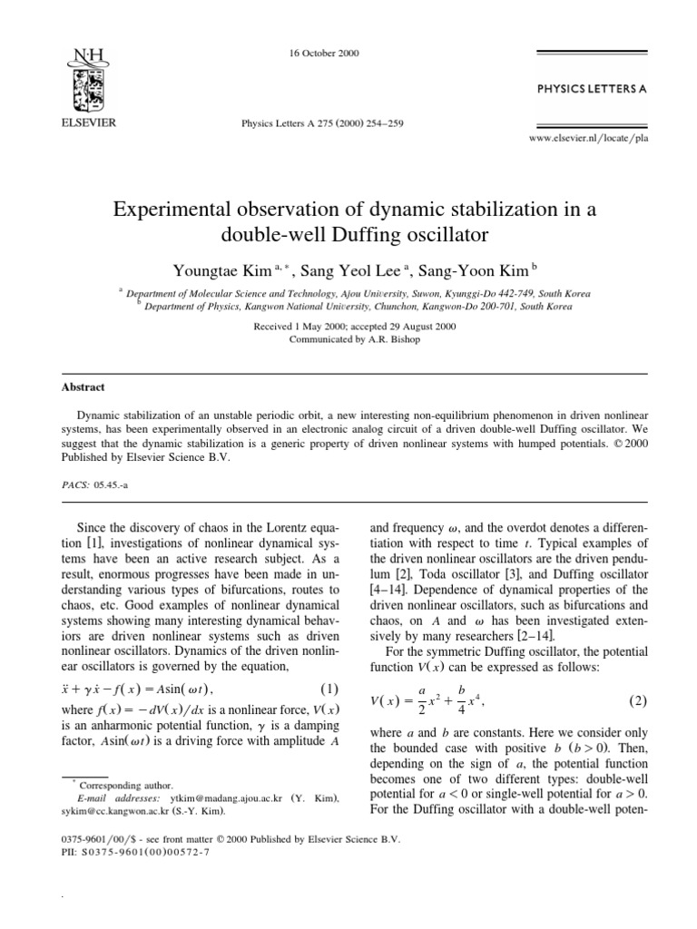 Double Well Potential | PDF | Dynamical System | Nonlinear System