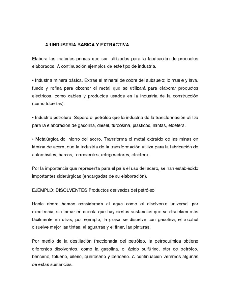 Industria Básica y Extractiva: Ejemplos y Tipos | PDF | Industria ...