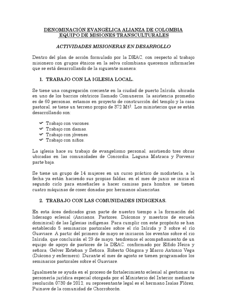 Informe Misiones | PDF | Misionero | Seminario