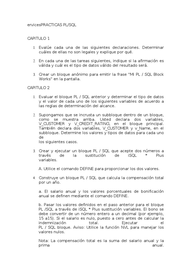 Practicas PL | PDF | Pl / Sql | SQL