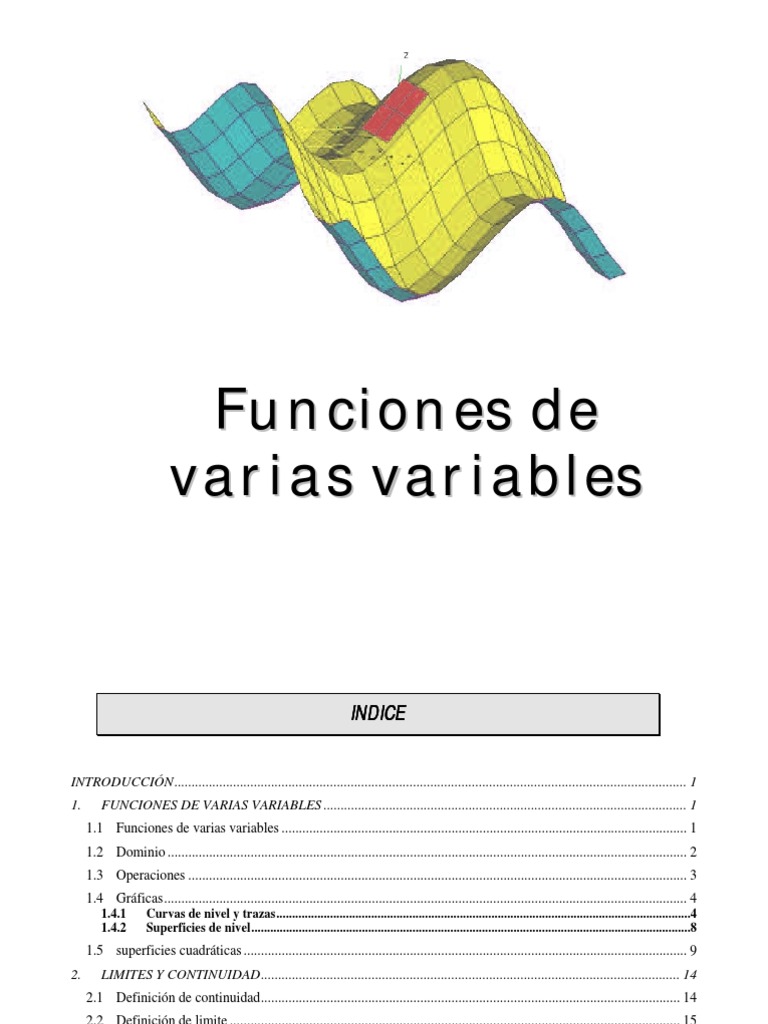 Capitulo 2 Funciones de Varias Variables Parte 1 | PDF | Función (Matemáticas) | Derivado