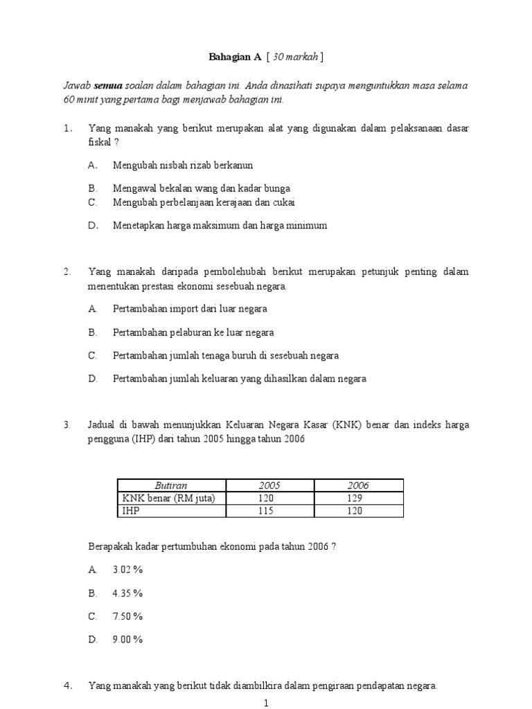 Ekonomi 2 (Makro) - Soalan | PDF