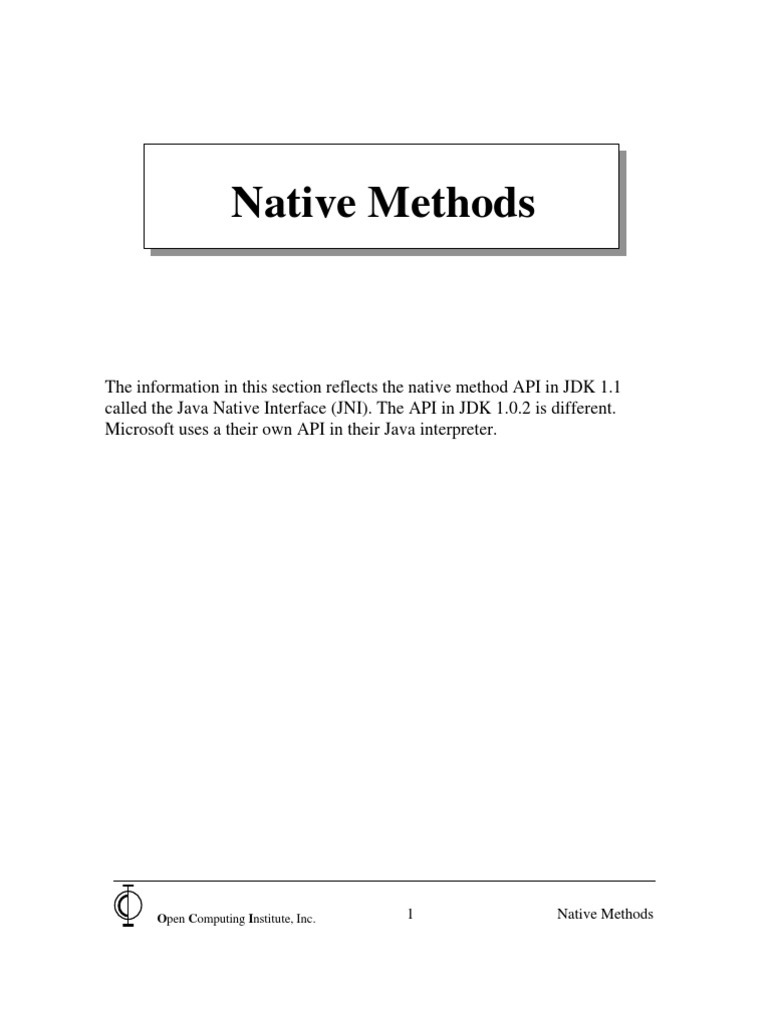 Java Native Methods Pdf Java Programming Language Method Computer Programming 