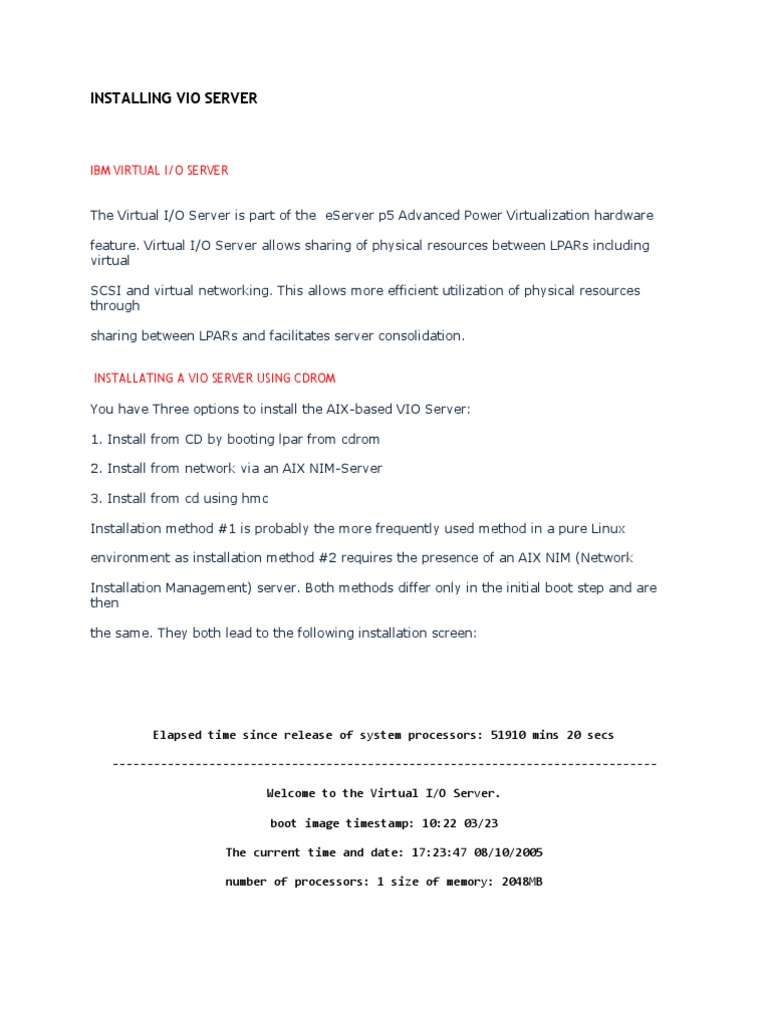 Installing IBM Virtual I/O Server Guide | PDF | Command Line Interface ...