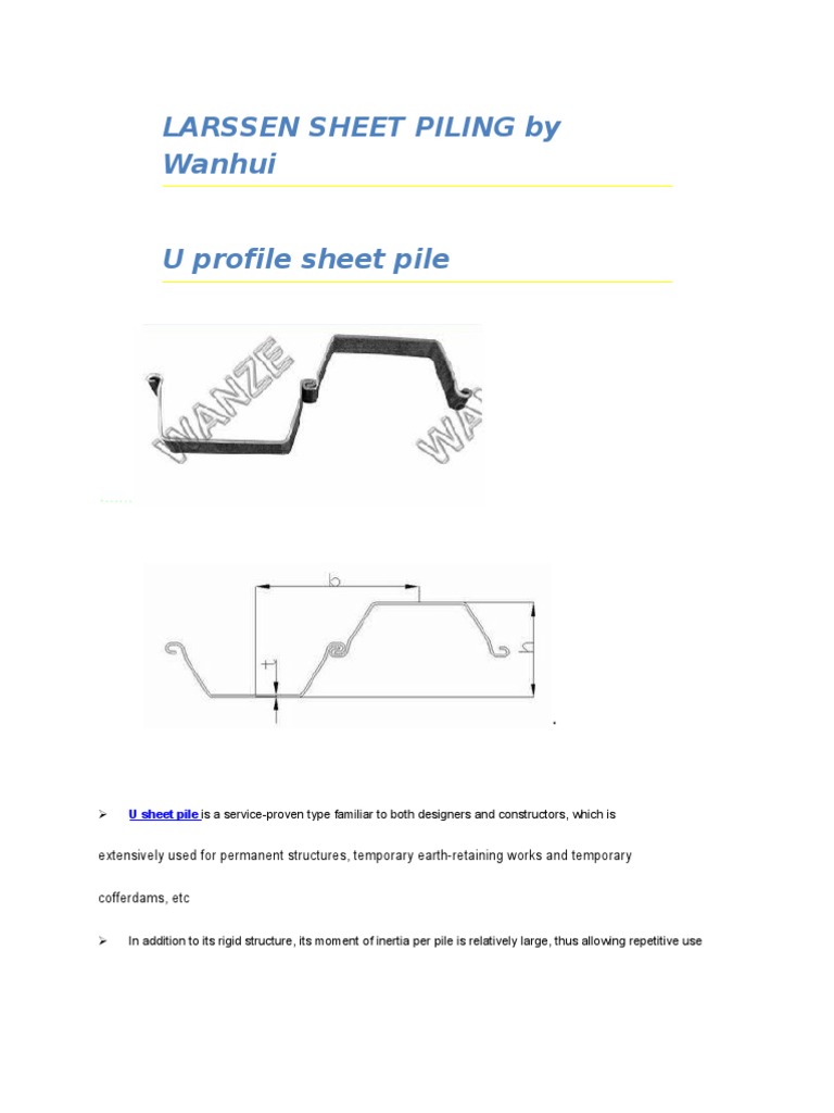 Larssen Sheet Pile Specifications Guide | PDF | Deep Foundation ...