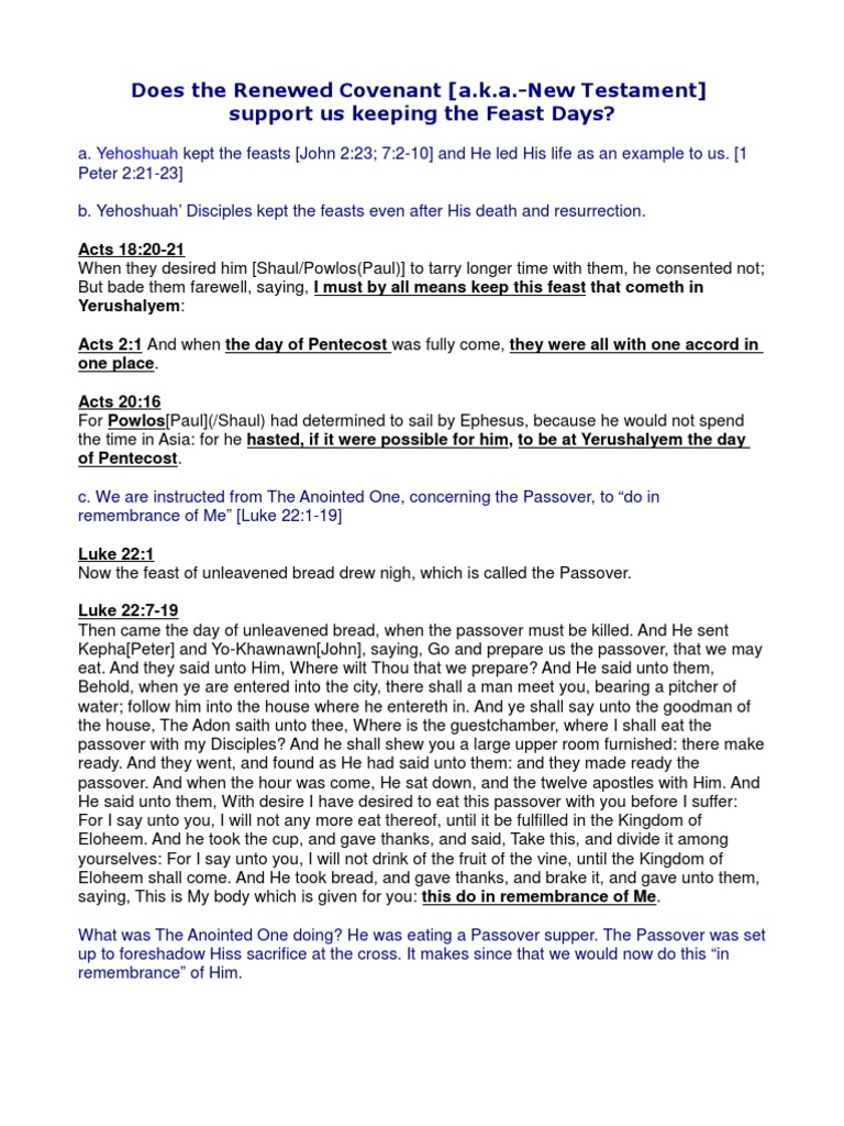 h04) Does The Renewed Covenant Support Us Keeping The Feast Days | PDF ...