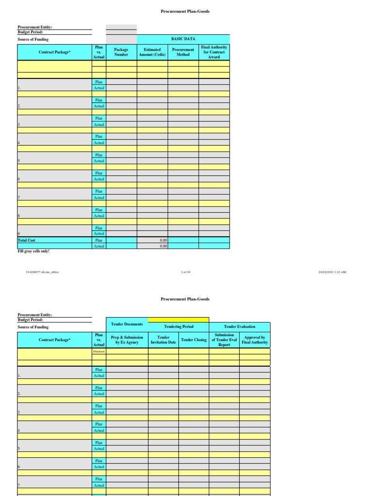 Procurement Planning Template | PDF | Obtención | Business