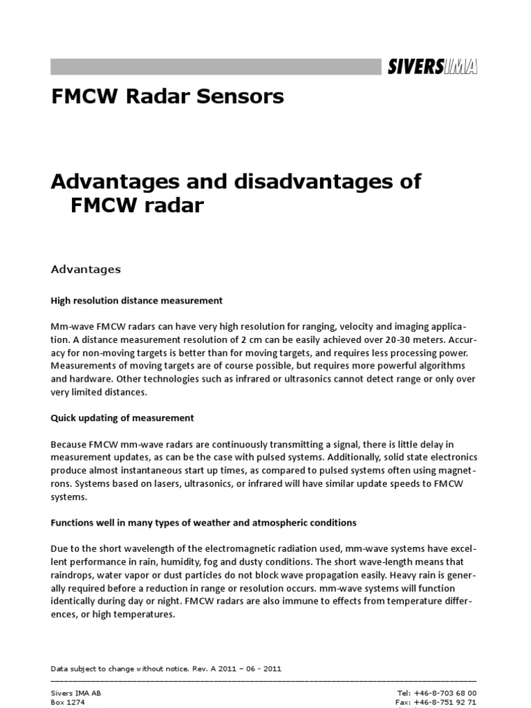 FMCW Radar App Notes Advantages and Disadvantages | PDF | Extremely ...