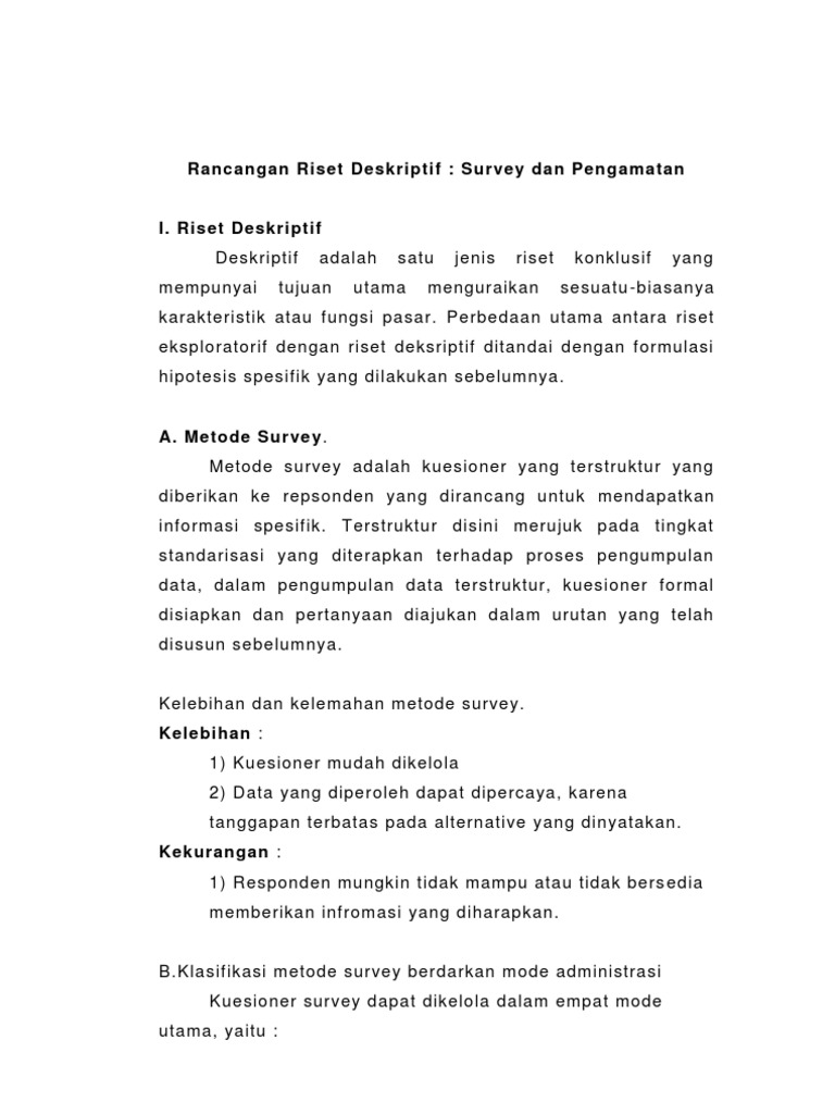 Rancangan Riset Deskriptif | PDF