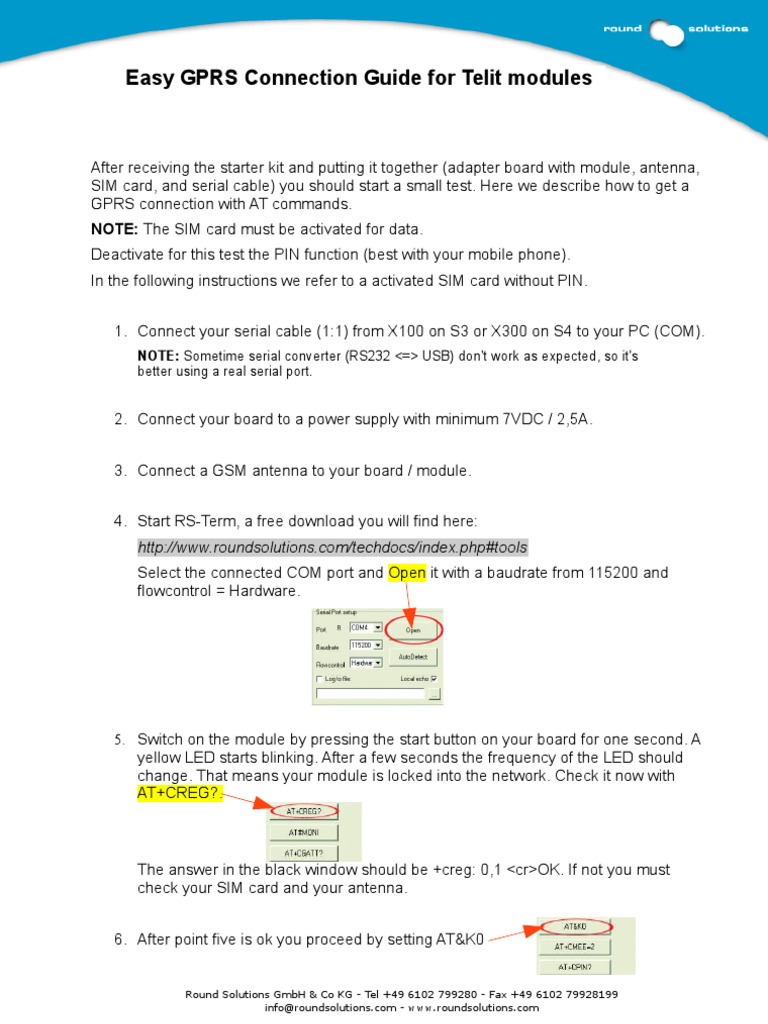 Easy GPRS-Connection With at Commands | PDF | Subscriber Identity ...