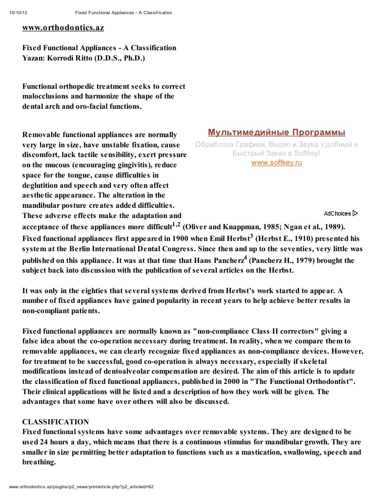 Fixed Functional Appliances - A Classification | PDF | Dentistry ...