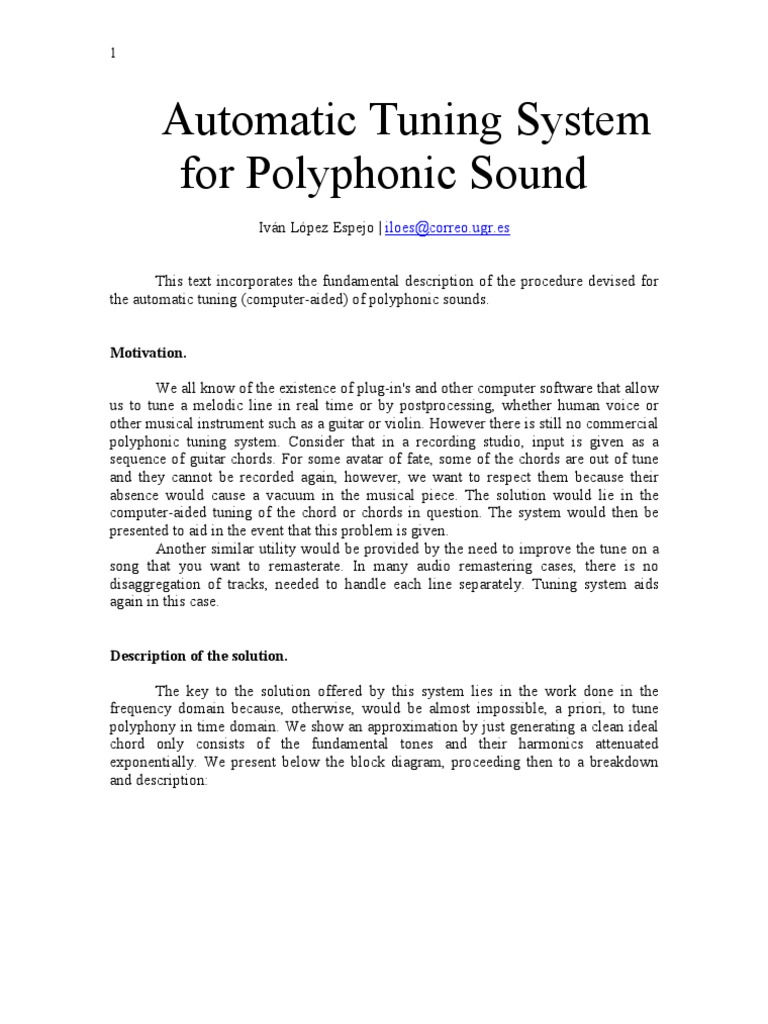 Automatic Tuning System For Polyphonic Sound | PDF | Logarithm ...