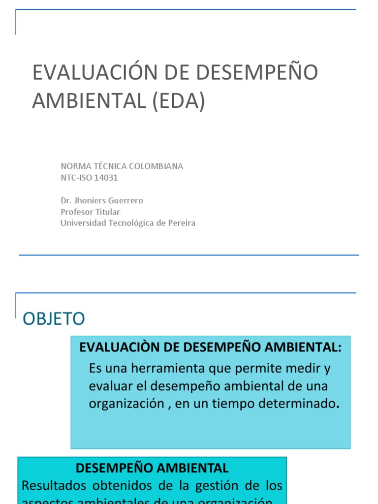 ISO 14031 (1) - Evaluación de Desempeño Ambiental. Norma Técnica ...