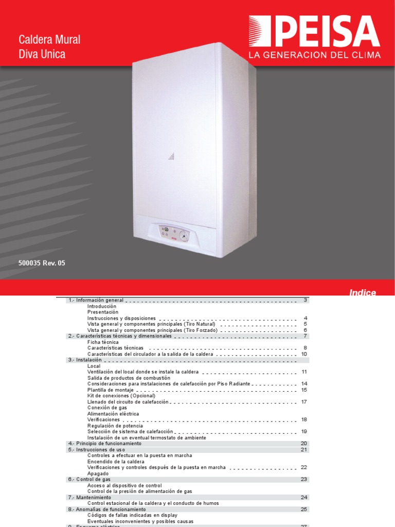Manual Caldera Peisa Diva Unica | PDF | Caldera | Gases