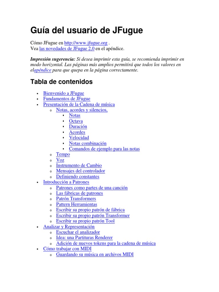Guía Completa de JFugue para Java | PDF | Acorde (Música) | Java (lenguaje de programación)