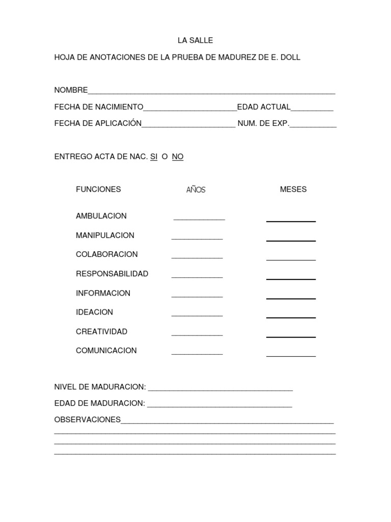 Prueba de Maduracion de Edgar Doll | PDF