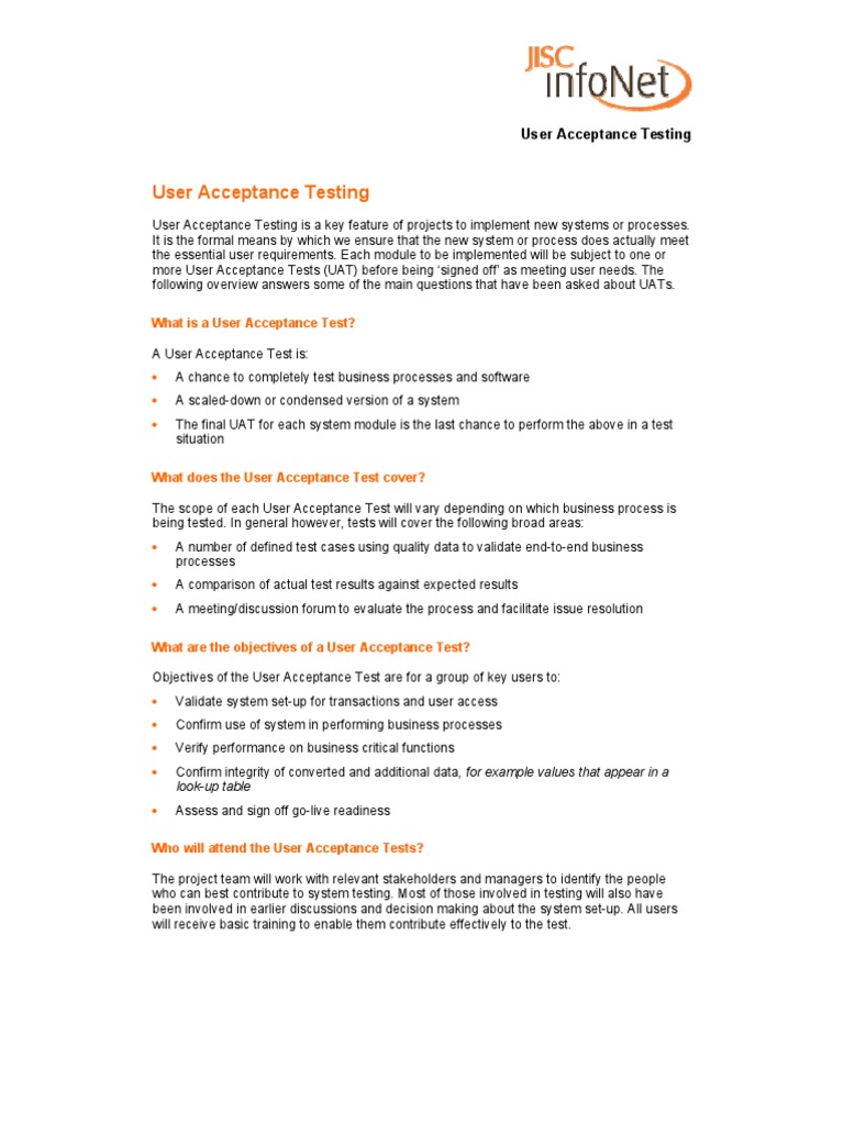 User Acceptance Testing | PDF | Business Process | Information Technology