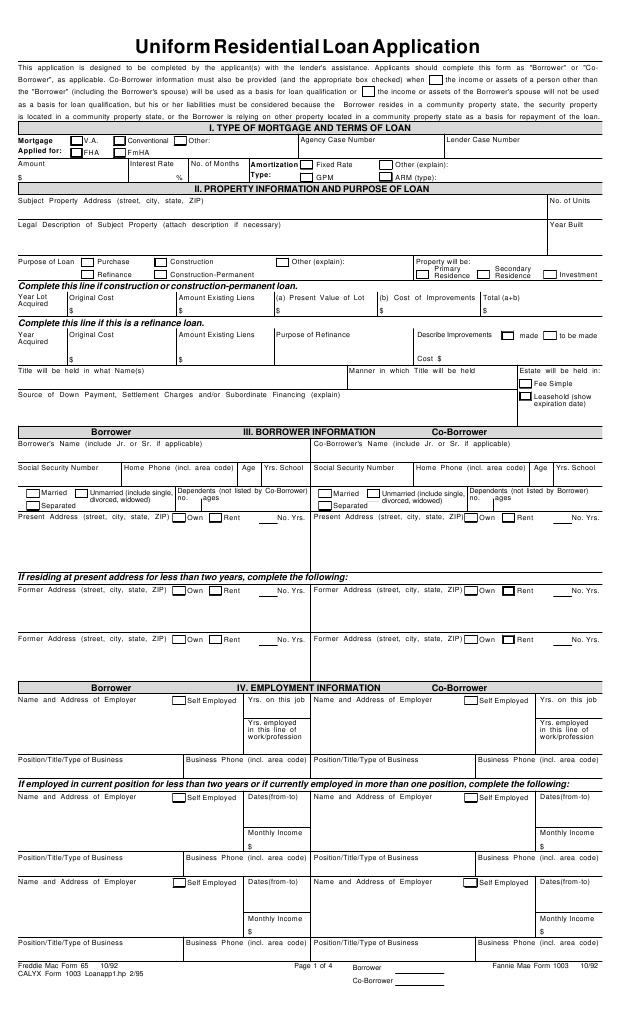 1003 Form Pdf Fillable - Printable Forms Free Online