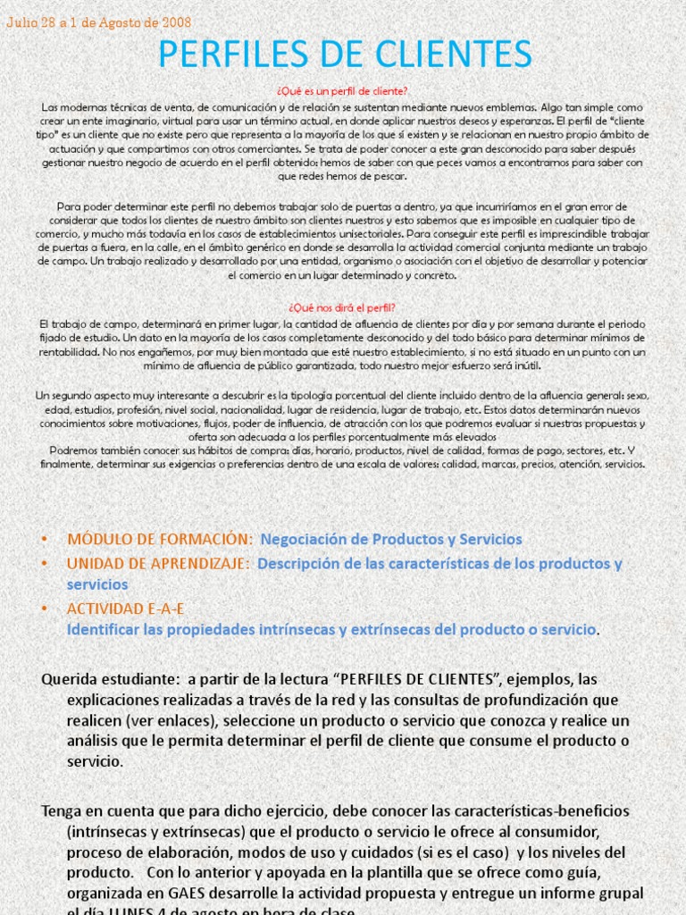 Perfiles de Clientes | PDF | Producto (Negocio) | Publicidad