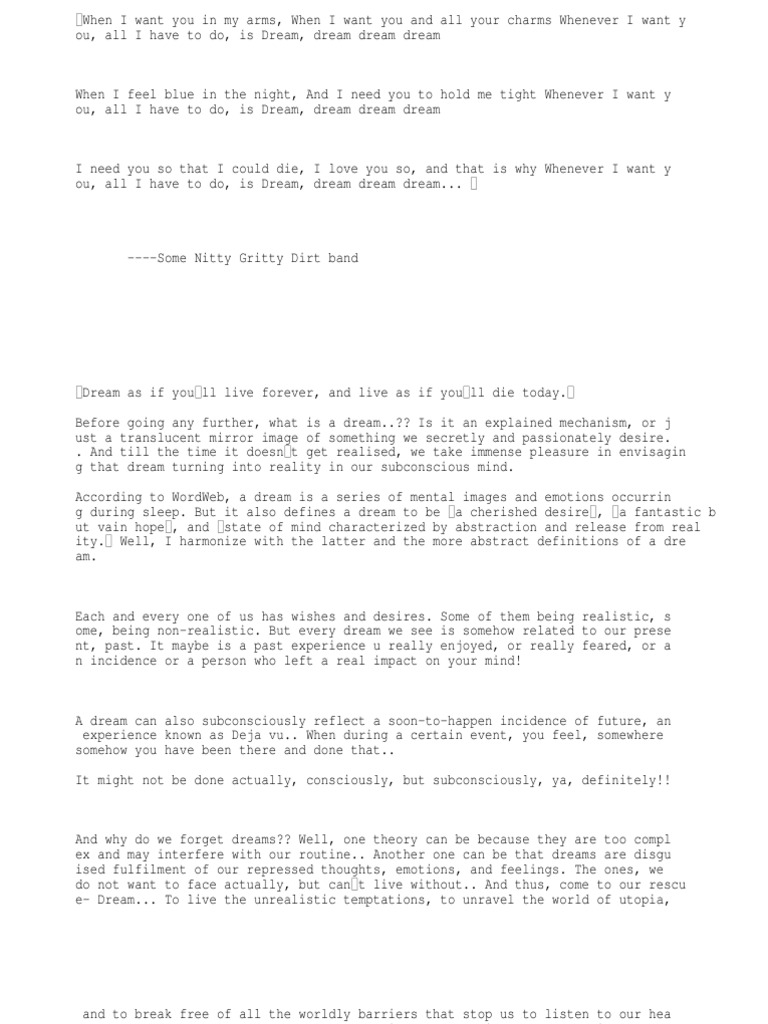 Dream | PDF | Dream | Behavioural Sciences