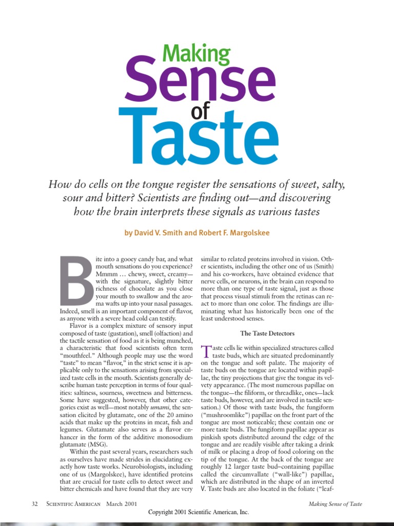 Making Sense of Taste | PDF | Taste | Stimulus (Physiology)