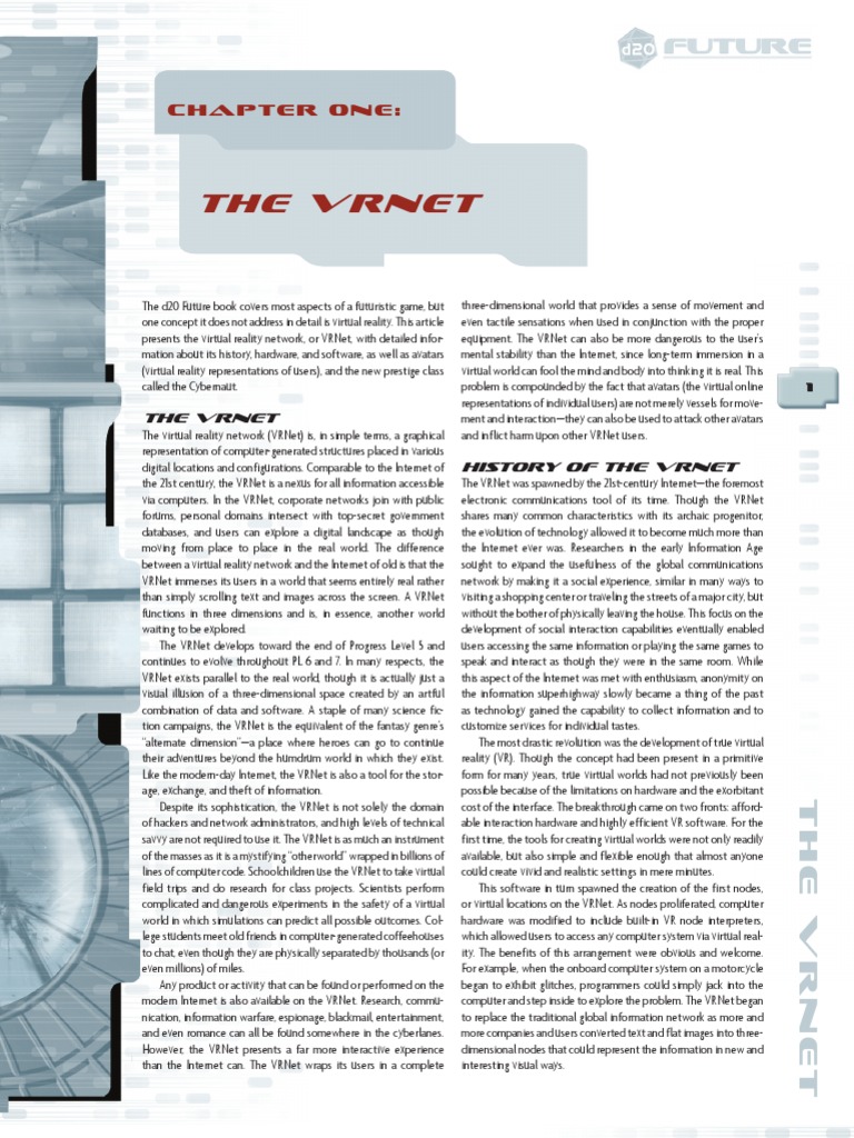 d20 Future VRNet | PDF | Virtual Reality | Virtual World