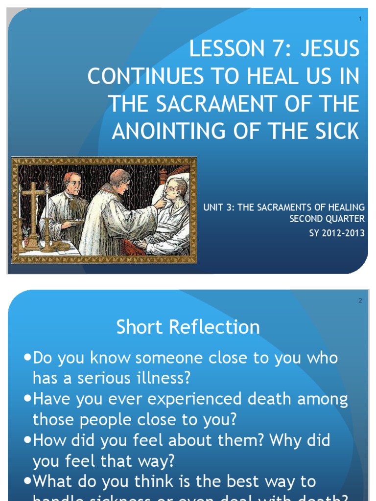 Lesson 7 Anointing of The Sick | PDF | Faith Healing | Monotheistic ...