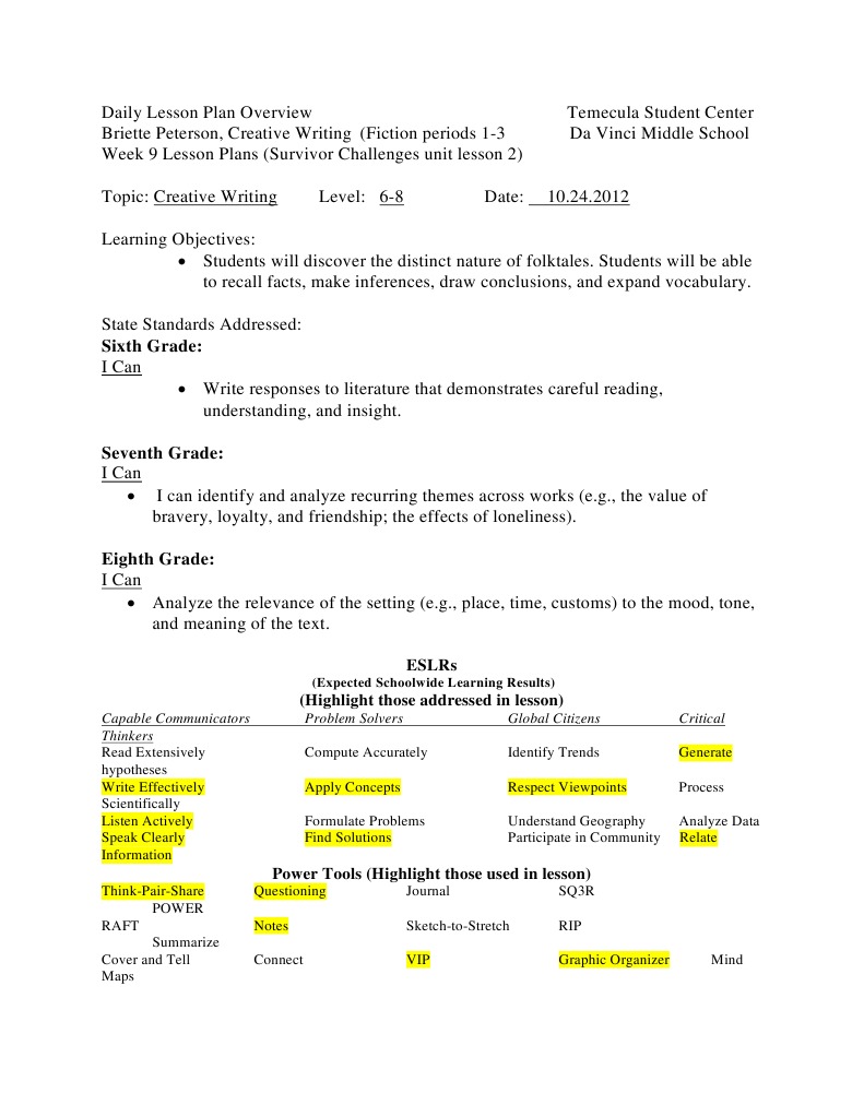 Survivor Challenge Lesson 2 Folktales Lesson Plan | PDF | Folklore ...