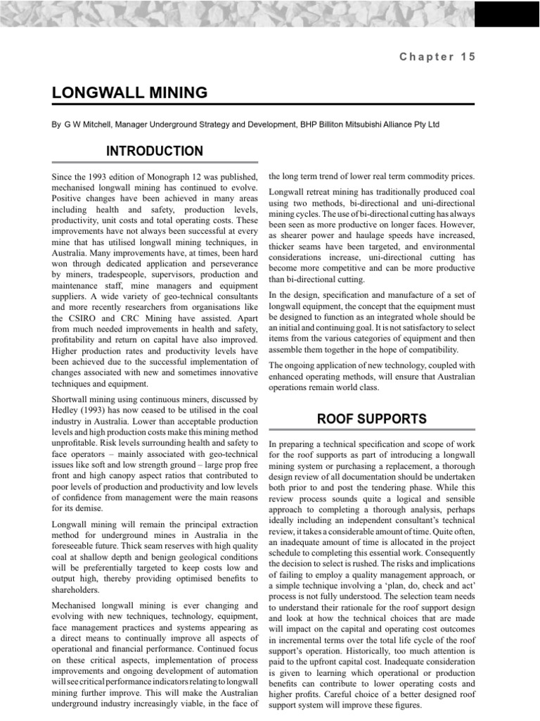 Longwall Methods | PDF | Coal Mining | Mining