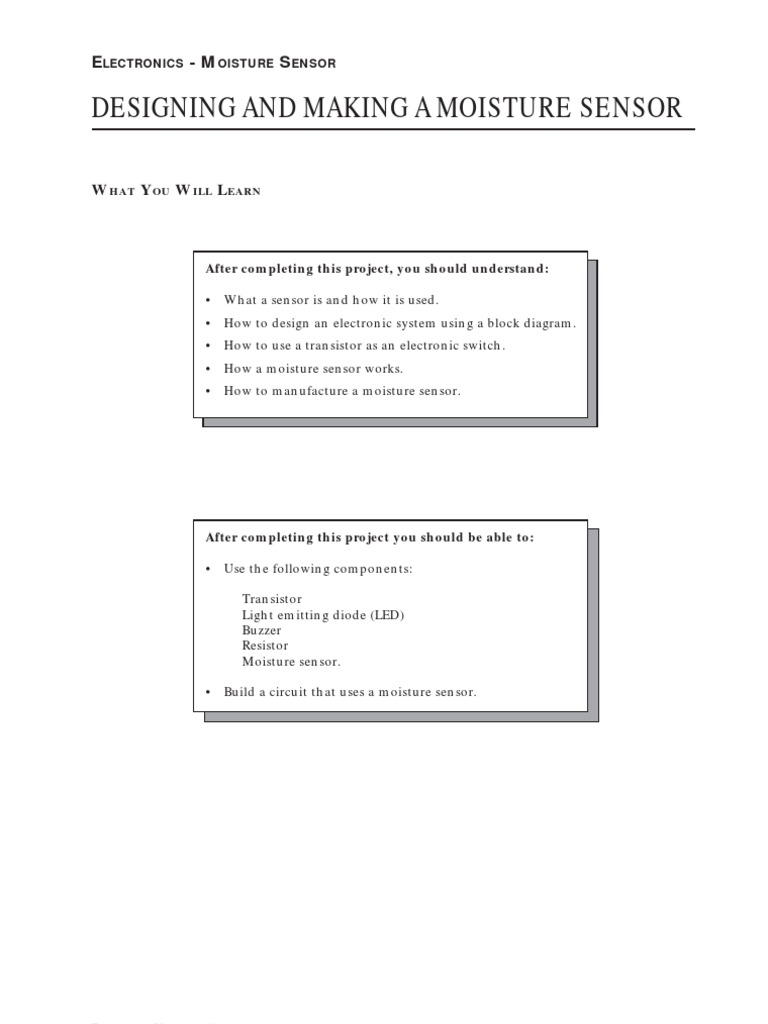 Moisture Sensor | PDF | Transistor | Electronics