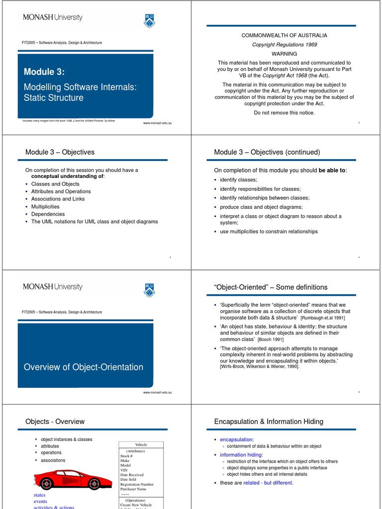 Modelling Software Internals: Static Structure: Module 3 - Objectives ...