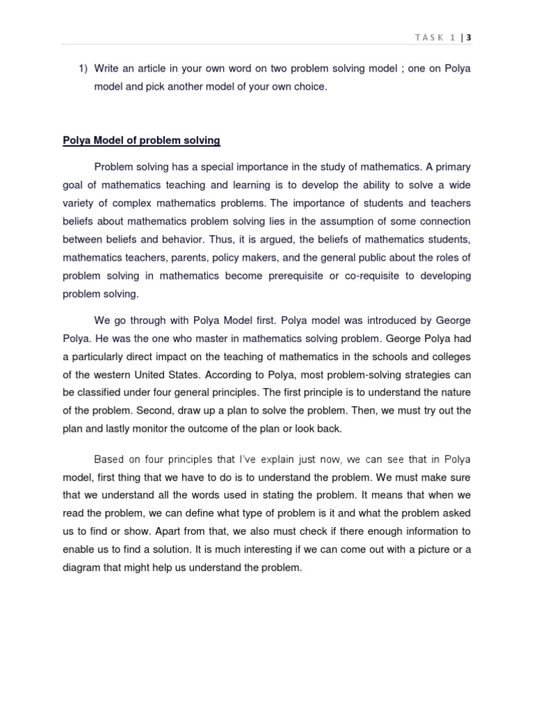 Polya Model | PDF | Cognition | Psychological Concepts