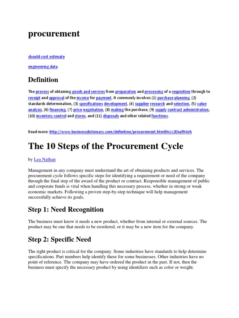 The 10 Steps of The Procurement Cycle | PDF | Procurement | Invoice
