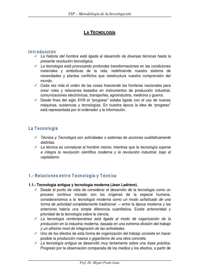 Texto 1-4 - La Tecnologia | Science | Tecnología e ingeniería