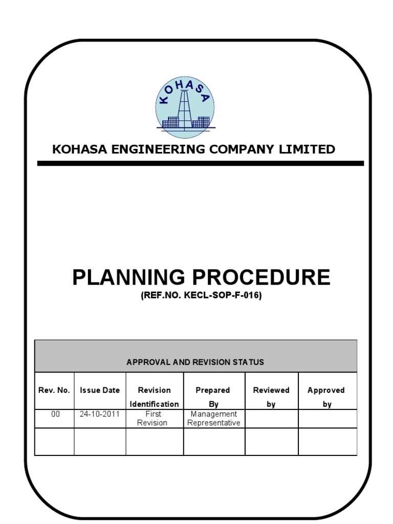 Planing Procedure Rev01 | Project Management | Science And Technology