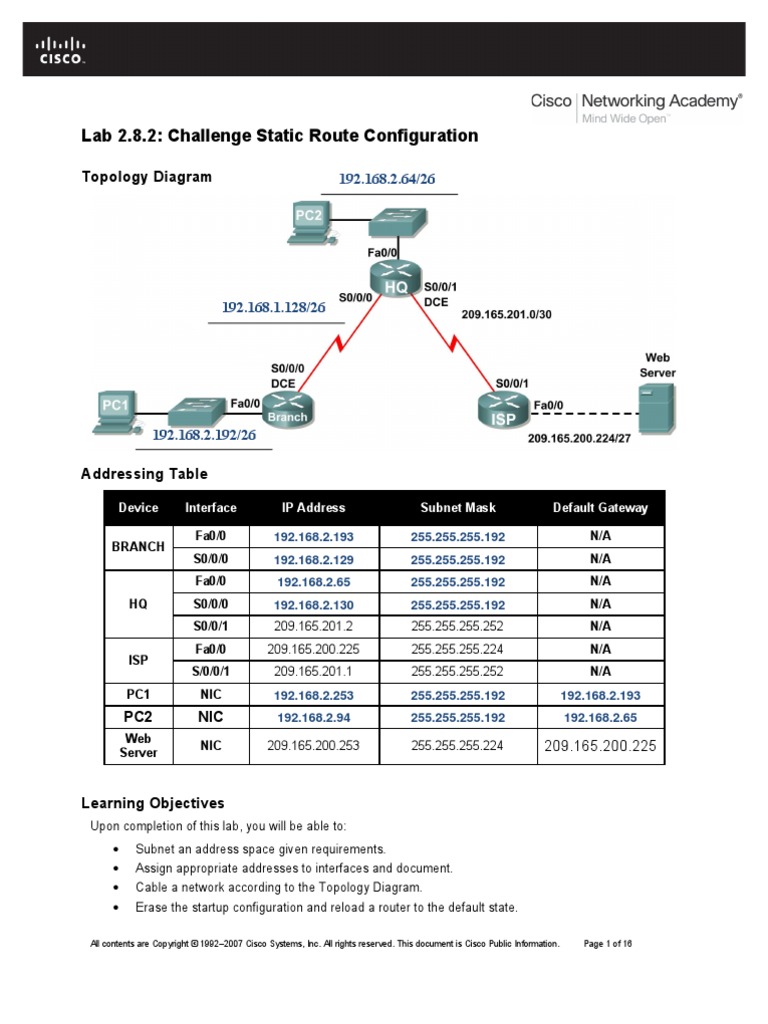 E2 Lab 2 8 2 | PDF | Computer Network | Router (Computing)