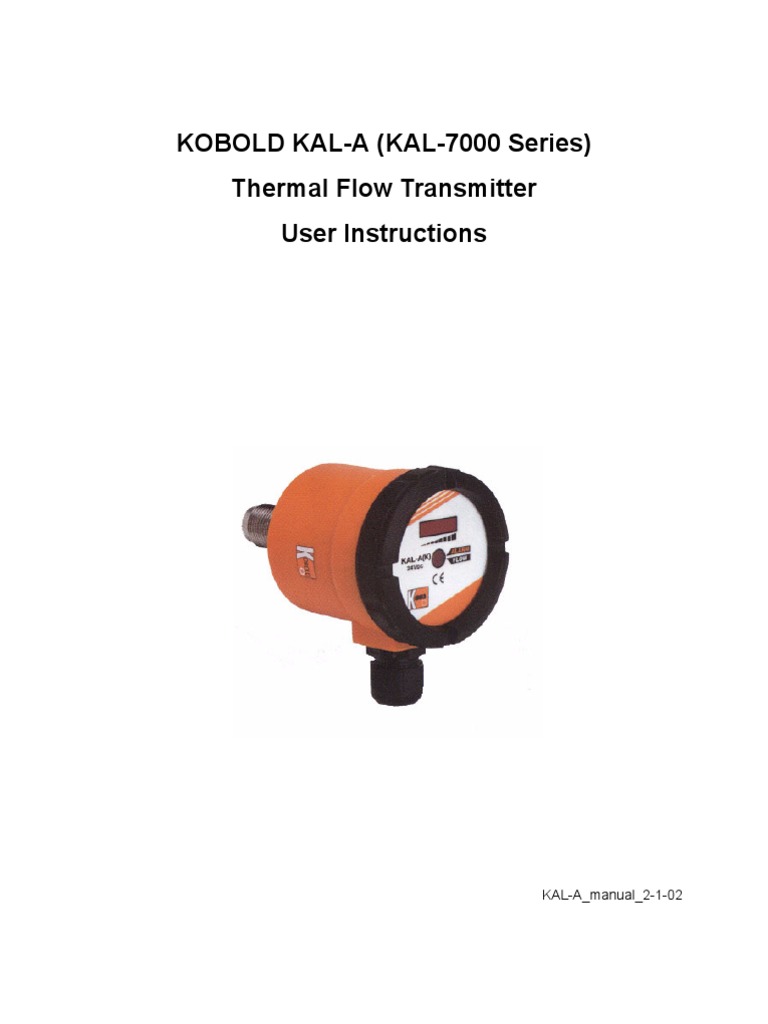 KOBOLD KAL-A (KAL-7000 Series) Thermal Flow Transmitter User ...