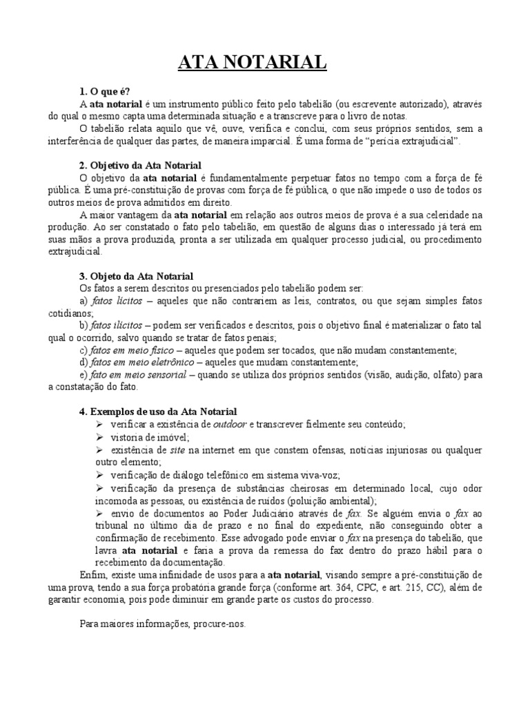 Ata Notarial | Prova (Direito) | Julgamentos