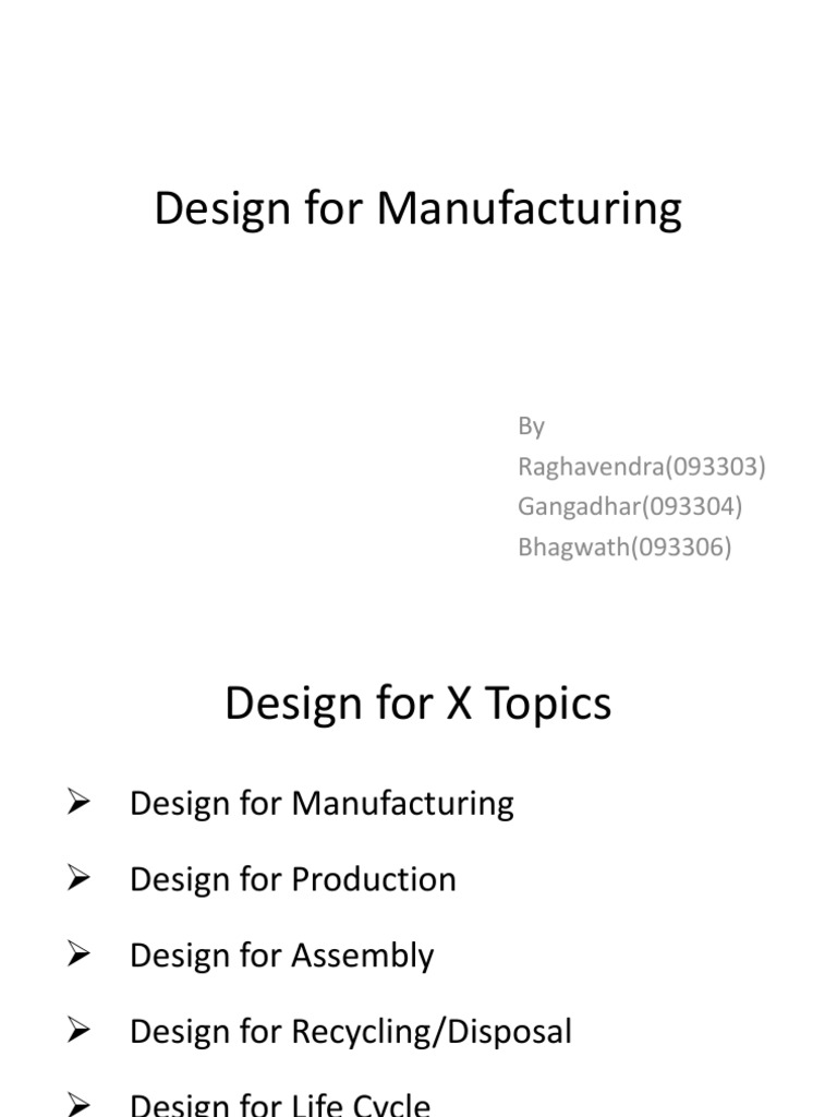 Design For ManuFacturing | PDF | Cost | Production And Manufacturing