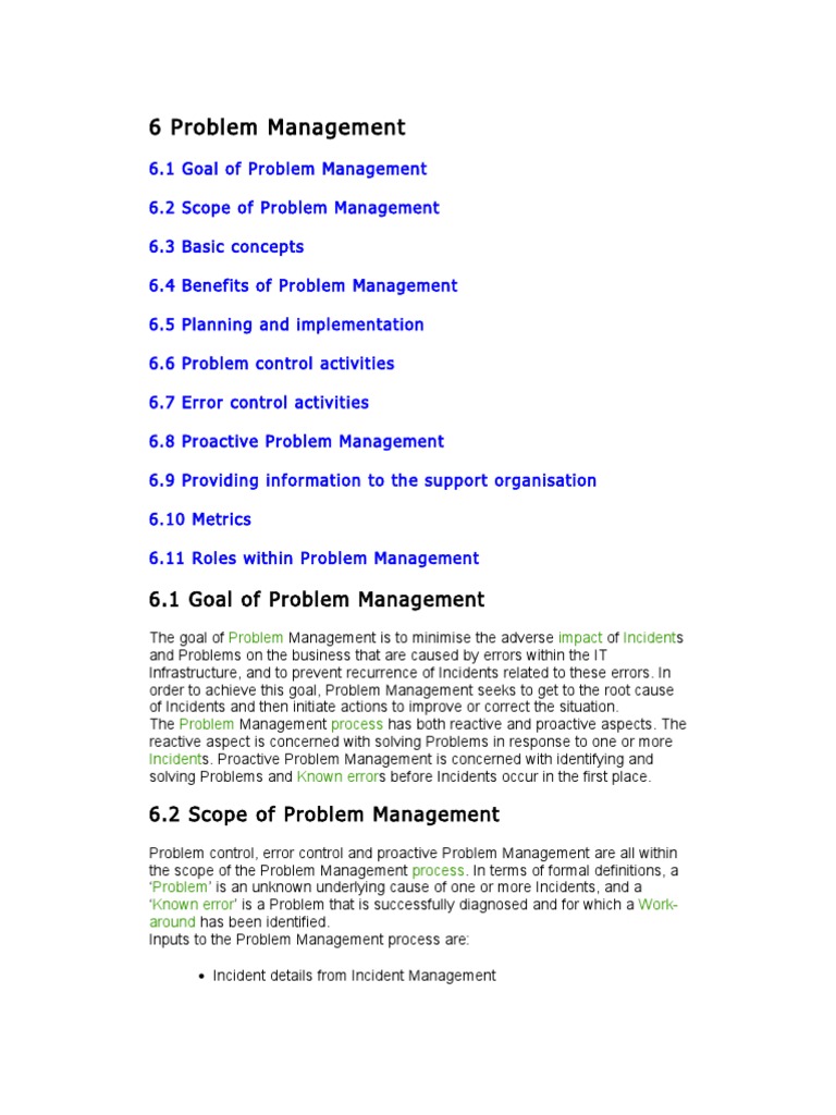 Problem Management - Itil | PDF | Incident Management | Itil