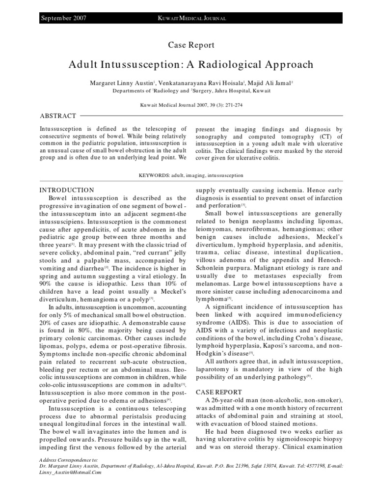 40 05 Adult Intussusception Pdf Medical Imaging Ct Scan