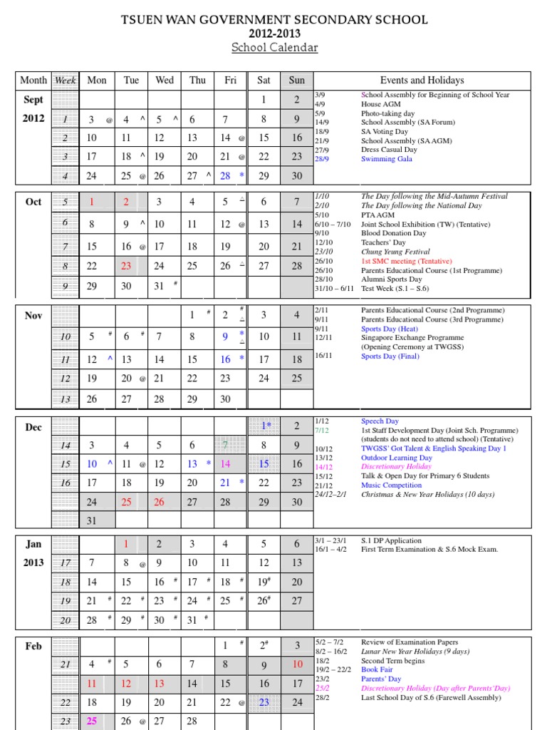 2012 2013 School Calendar | PDF | Schools | Observances