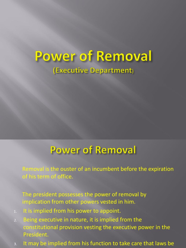 Power of Removal & Control (Executive Department) | PDF | Article Two ...