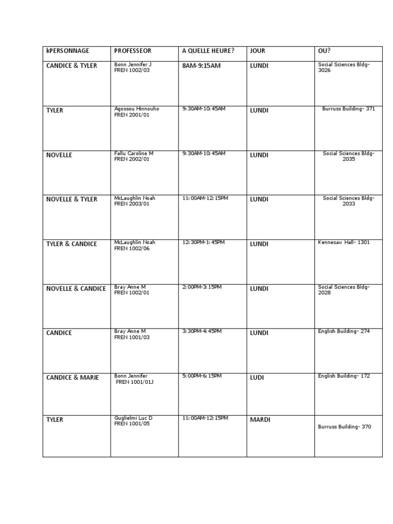 French Course Schedule Overview | PDF