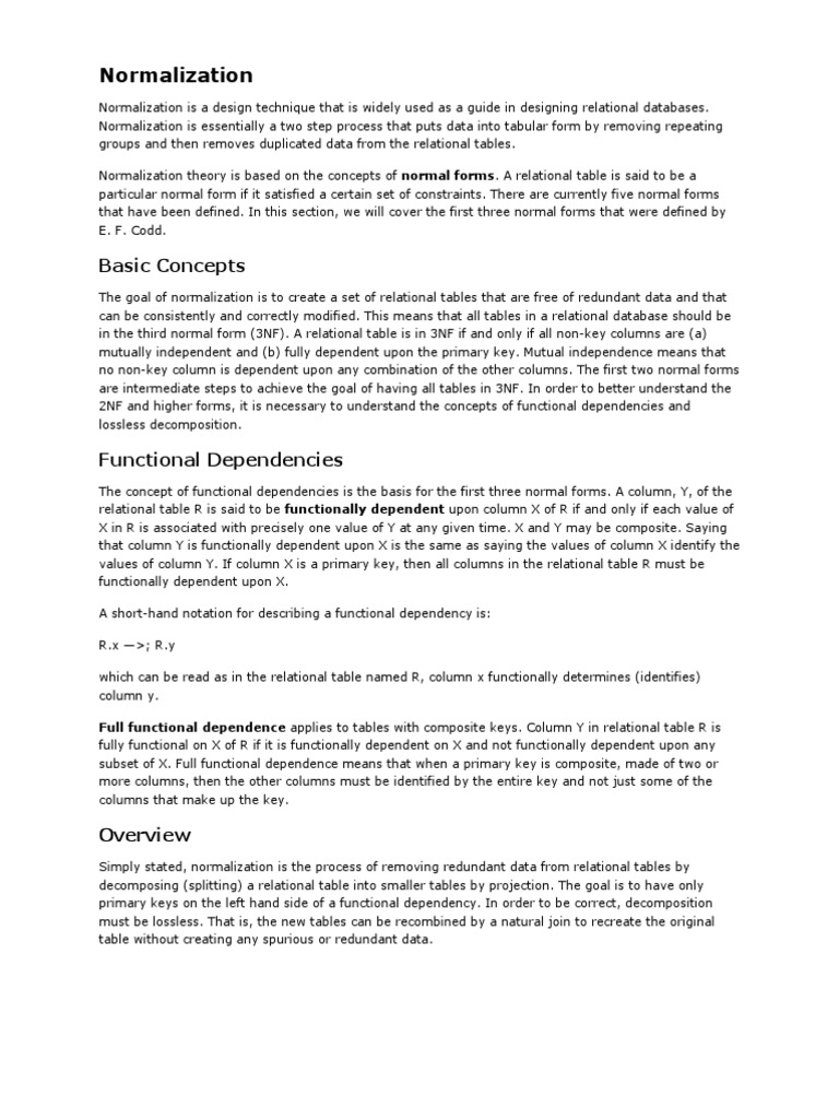 Normalization: Basic Concepts | Download Free PDF | Relational Database | Data Management