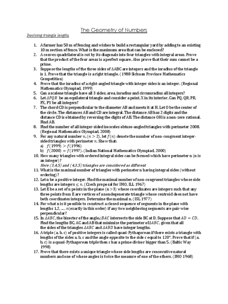 The Geometry of Numbers | PDF | Rectangle | Triangle