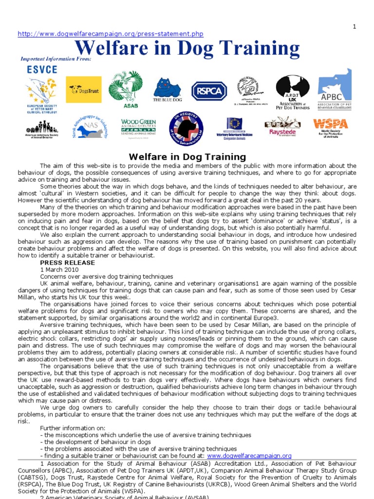 Welfare in Dog Training | PDF | Ethology | Dogs