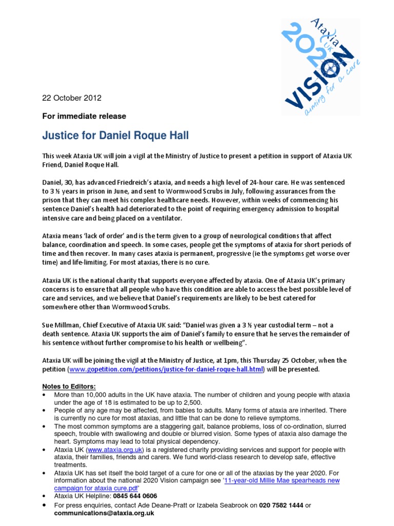 Ataxia Justice For Daniel Roque Hall 2012-10-22 | PDF | Neurology ...