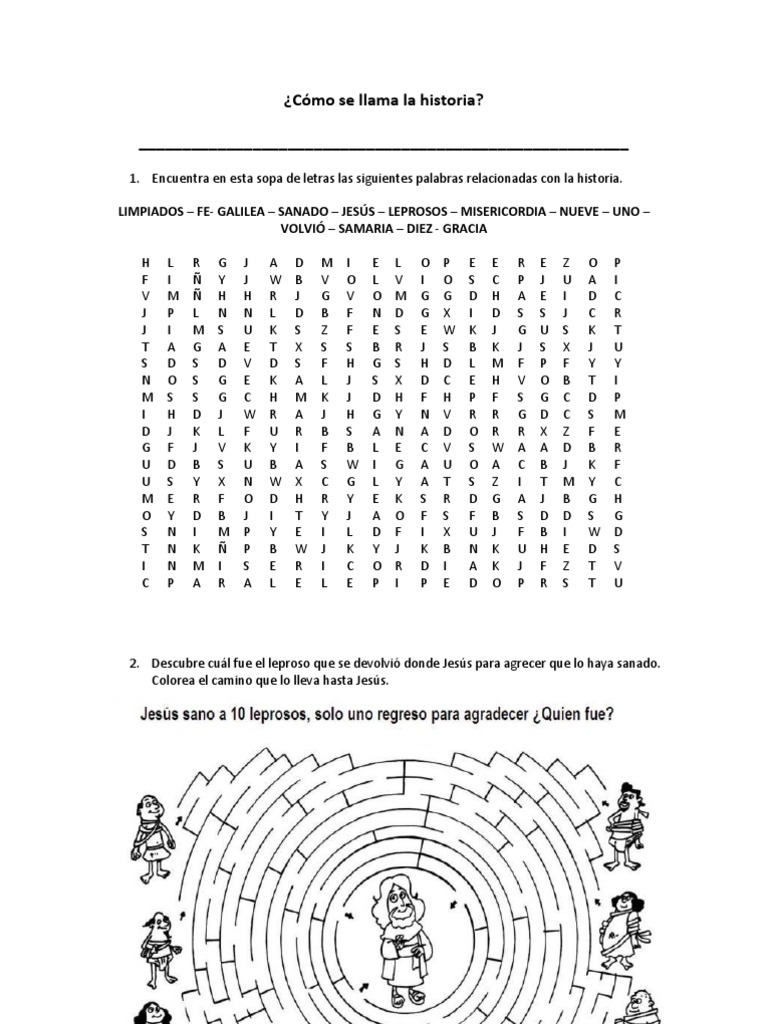 Actividades sobre los 10 leprosos | PDF